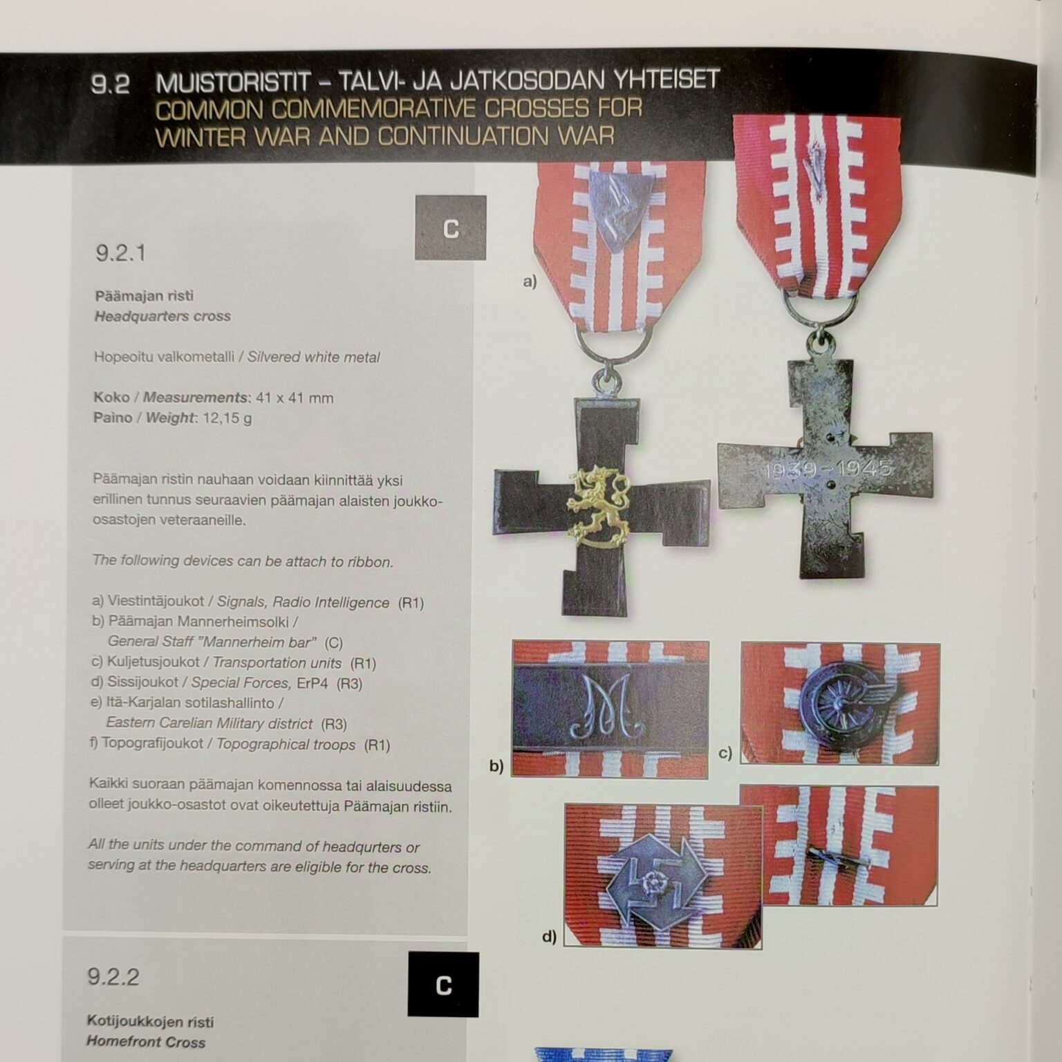 FINNISH WWII COMMEMORATIVE CROSS (HEADQUARTERS) – Peter Mustonen